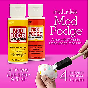 Apple Barrel PROMOABMP22 Holiday, 32 Piece DIY Set Featuring 26 Paints, 2 Mod Podge Acrylic Sealers and 4 Foam Brushes, Multi 56 Fl Oz