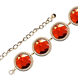 Wildox Halloween Cosplay Waist Belt Women's Waist Belt Stone Chain Set for DIY Cosplay, Red Gems Chain Belt for Women Dress