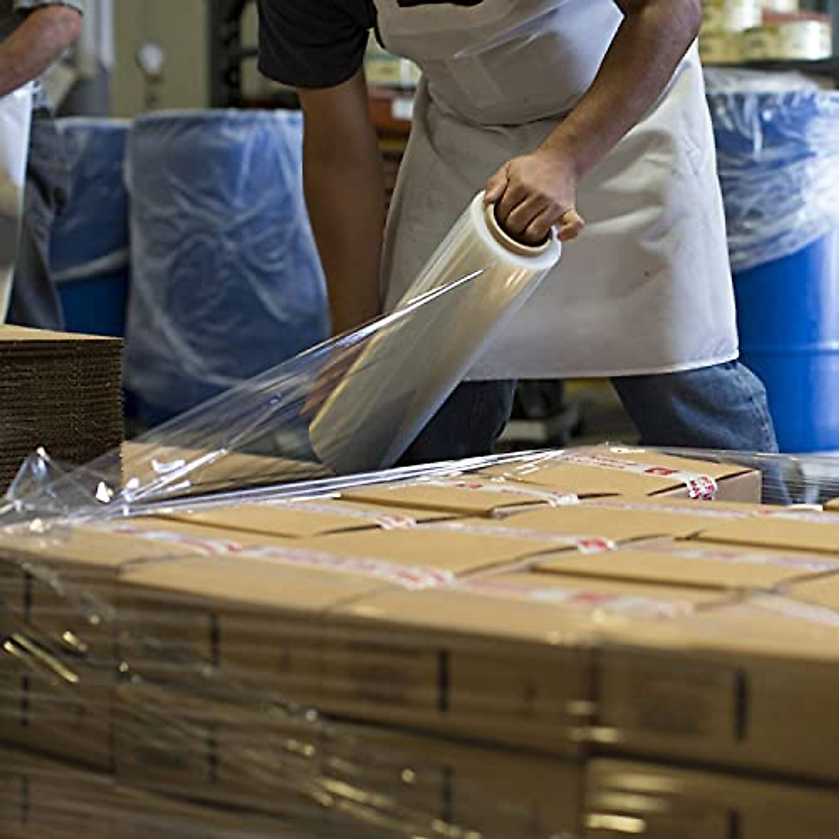 18" Stretch Film/Wrap 1500 feet 7 Layers 80 Gauge Industrial Strength up to 300% Stretch Clear Cling Durable Adhering Packing Moving Packaging Heavy Duty Shrink Film, Thick Plastic Packing Wrap– Clear 4 Pack