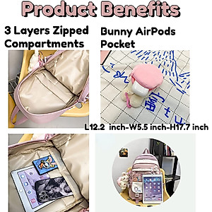 MBVBN Kawaii Backpack with Cute Card Plush pendant Kawaii School Backpack Cute Aesthetic Backpack for Girls Teen Bag School Supplies,Purple