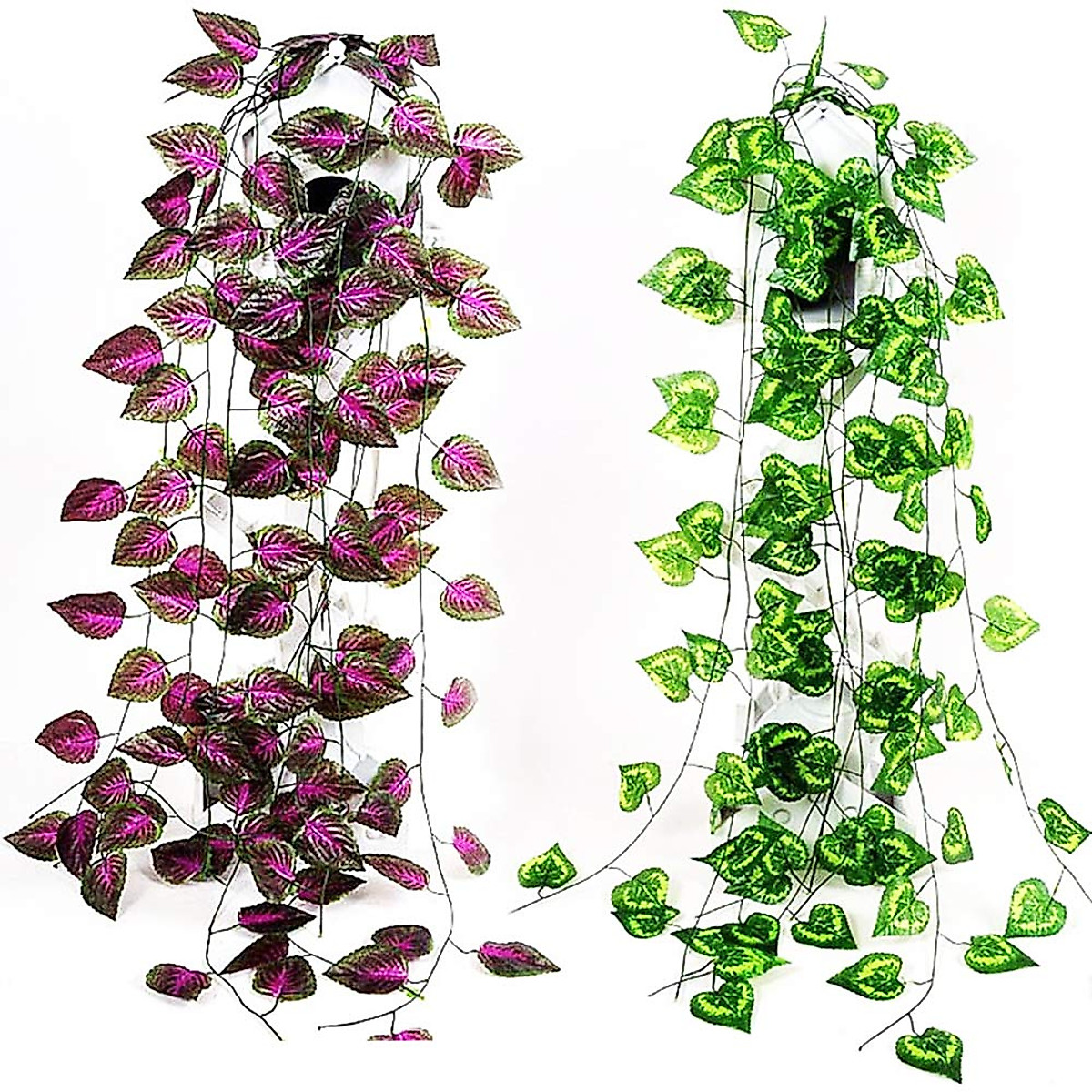Heave Artificial Ivy Plants Vine Hanging Garland Decorative Wall Hanging Fake Ivy Leaves Artificial Plants for Indoor Outside Home Garden Party Decor Purple