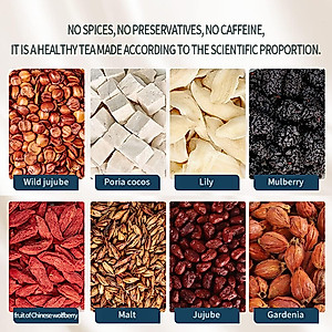 DOZO Sour Jujube Kernel Poria Cocos Tea Sleep Tea 8.46oz/240g Good Night Tea Sour Jujube Seed Lily Poria Mulberry Malt Jujube Goji Berry Gardenia Combine Tea Bags 酸枣仁百合茯苓茶 安神助眠茶