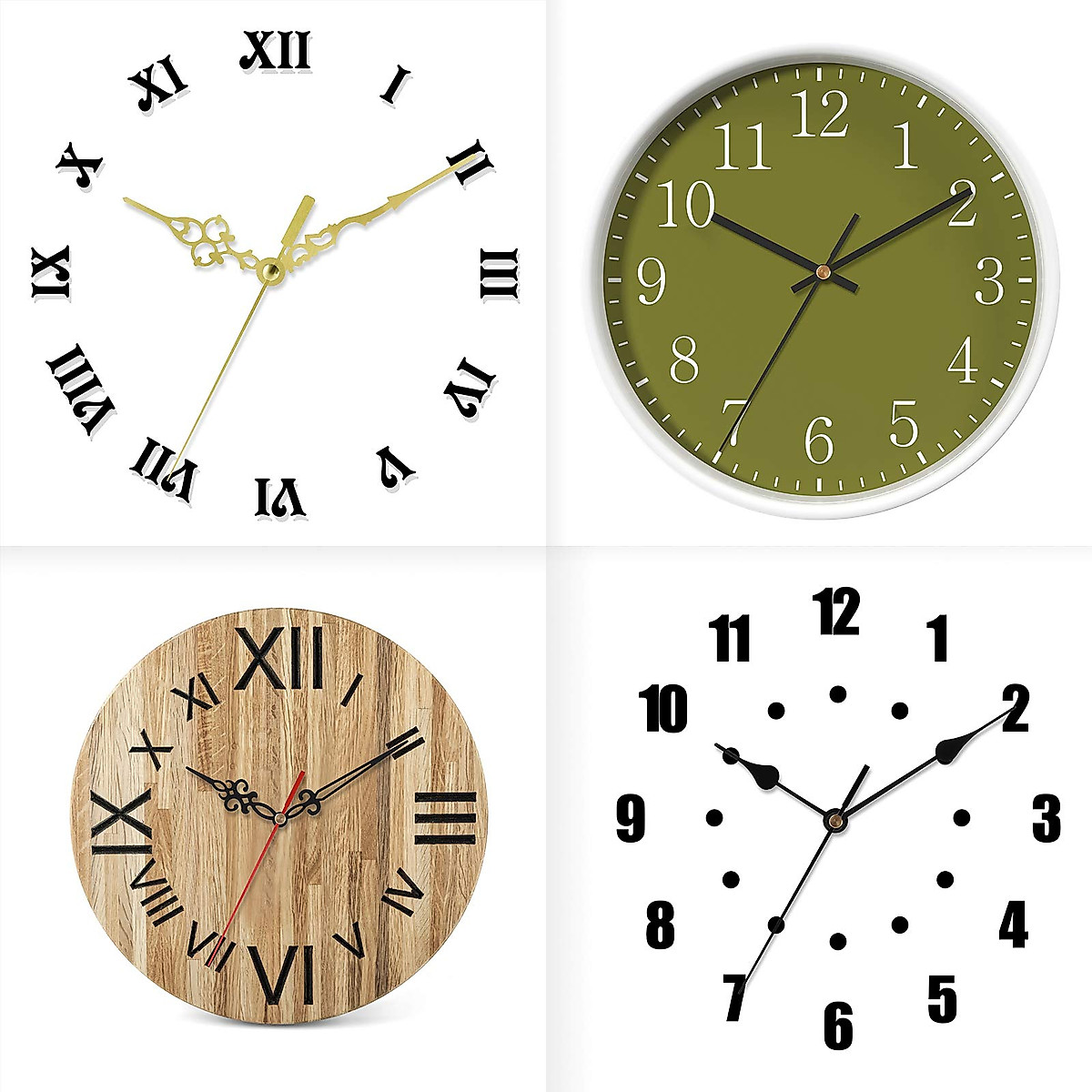 4 Pieces Quartz Clock Movement Mechanism Non Ticking DIY Clock Mechanism with 6 Clock Hands Sets for Repair Parts Replacement (0.5 Inch/ 13 mm, Gold, Black)