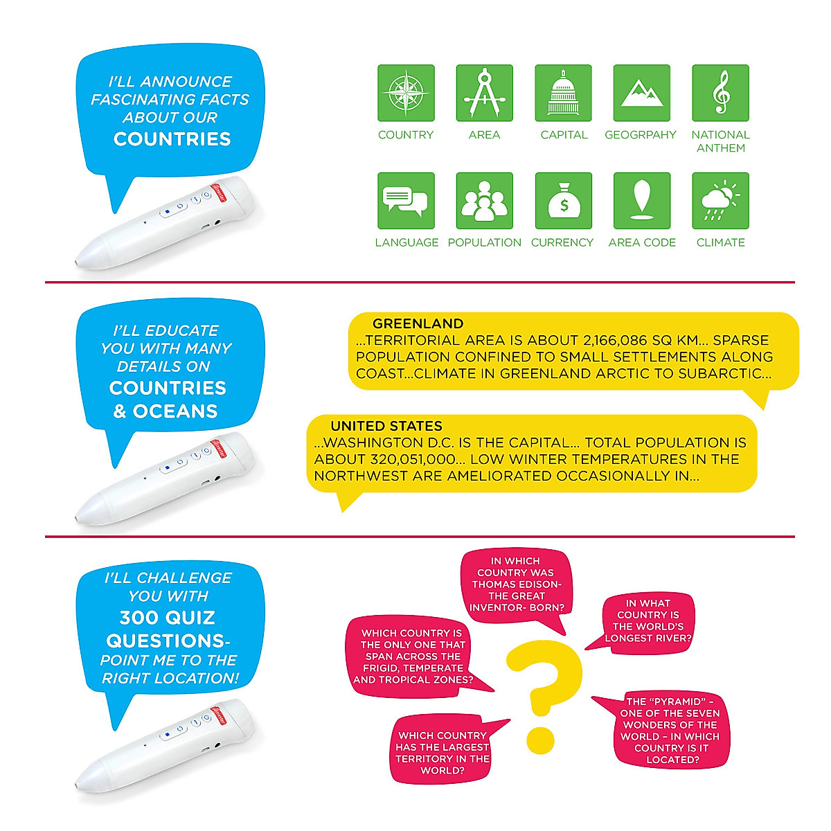 Interactive Globe for Kids with Wireless Smart Pen, 9” Globes with Stand, Learning & Education STEM Toys, Talking World Map Gift for Children, Christmas Gifts for Boys & Girls Ages 7 8-12 Years Old