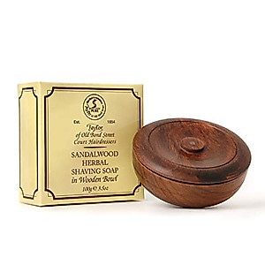 Taylor of Old Bond Street Sandalwood Shaving Soap in a Wooden Bowl, 3.5 oz.