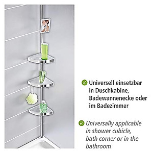 WENKO 22124100 Telescopic Shower Corner Element Premium, 10.8 x 27.6-102.4 x 7.9 inch, Shiny