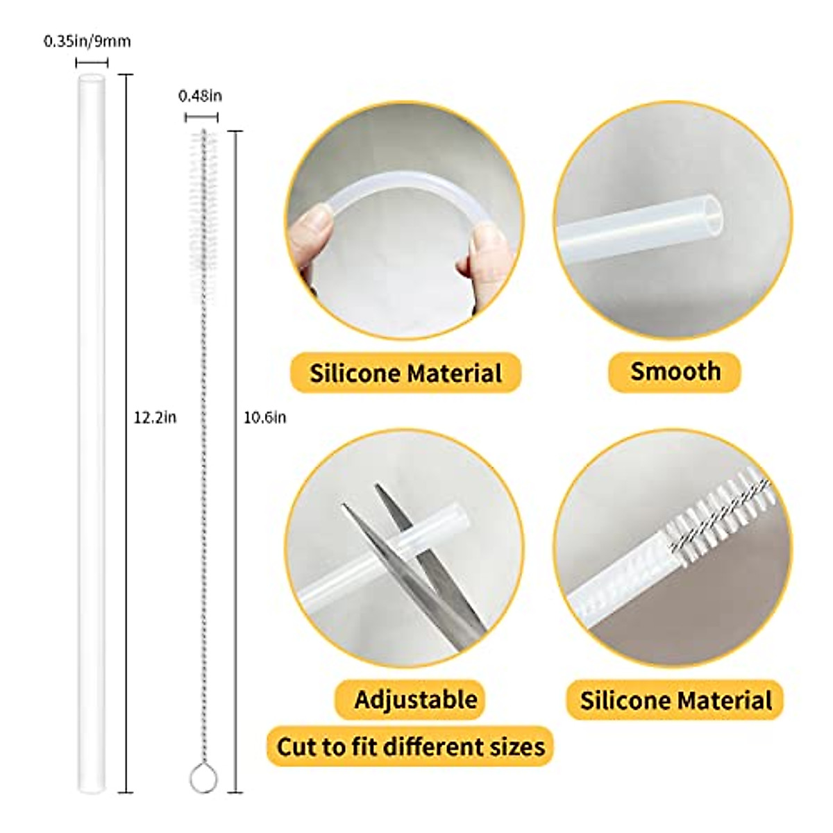 Cup Accessories for Stanley 40 oz Tumbler with Handle, Leak-Proof Tumbler Lids & Reusable Straws & Silicone Boot with Cleaner Brush and Straw Cover Cap for Adventure Quencher 40oz (2 sets)