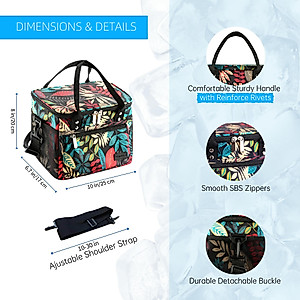 TOMULE Insulated Lunch Bag for Men Women - 3+years old (8.5L, red floral)