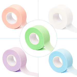 Lash Tape For Eyelash Extensions 5 Colored Mixed Eyelash Tape Breathable Microporous Fabric Eyelash Extension Tape Silicone Gel Cross Texture Direction lash tapes(Colored Lash Tape,5 Roll)