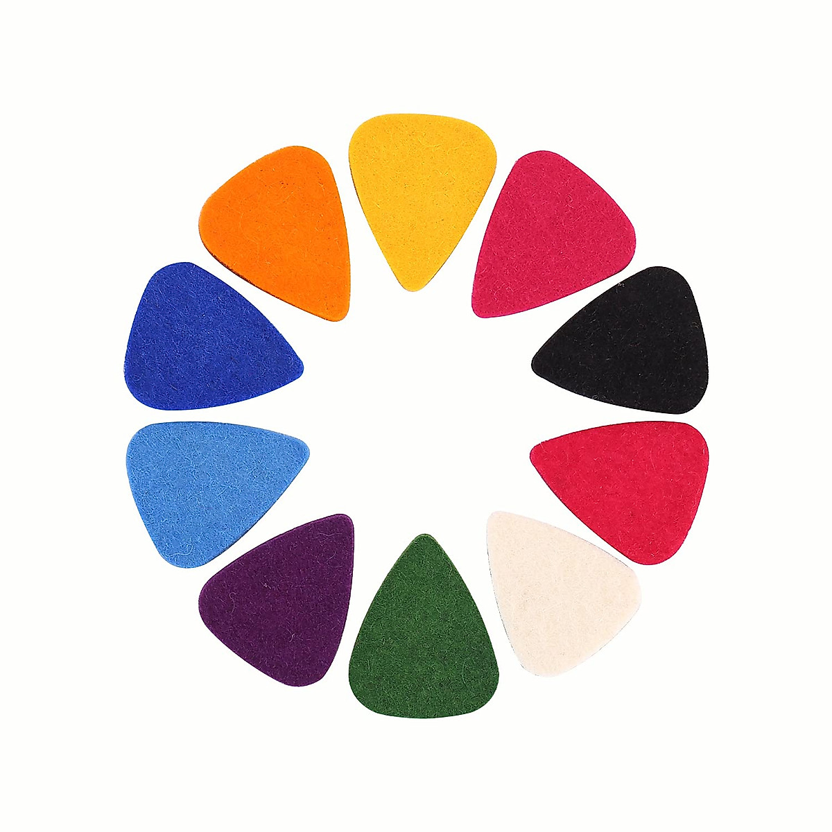 Felt Ukulele Picks,10 Piece Felt Heart Shape Pick for Ukulele Guitar Bass with pick holder case (Multiple colors 10 PCS)