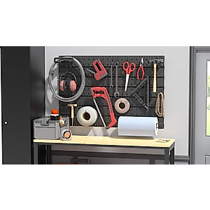 ClosetMaid ProGarage Slatwall Hang Track Kit, 33 in. W with Peg Board Hooks, Hangers, Paper Towel Holder, Garage Organizer System, Black