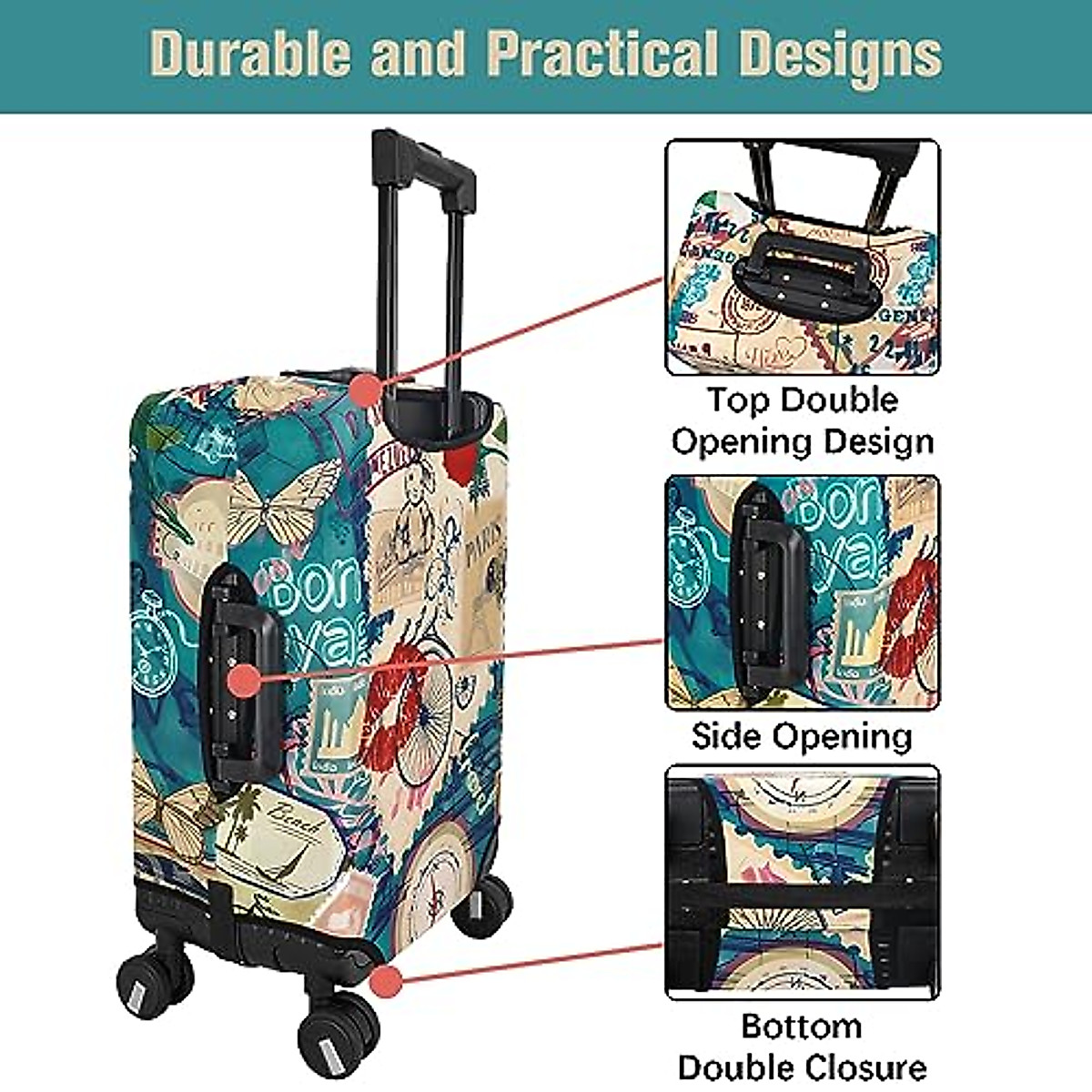 Lefowru Luggage Cover Protector Travel Suitcase Covers Protective Skin for Carry On Baggage Fit 18-20 Inch Luggage