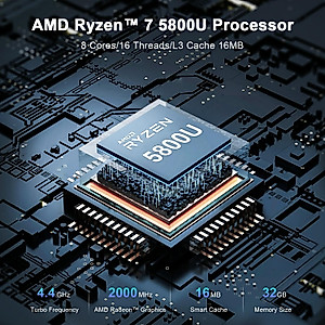ALLIWAVA Mini PC AMD Ryzen 7 5800U 8 Cores 32GB DDR4 512GB NVME SSD Mini Desktop Computers, AMD Radeon Graphics 2000MHz, Dual HDMI and USB-C 4K Output, WiFi6/BT5.2