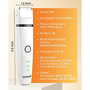 oneisall 2 Speed Paw Trimmer with 3 Blades, Rechargeable Cordless Cat Paw Trimmer Pet Paw Trimmer, Low Noise Cat Hair Trimmer for Dog Cat Pet's Hair Around Paws, Eyes, Ears, Face, Rump