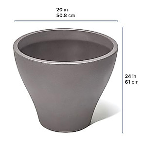 Step2 Fernway Round Planter, Large Planters for Outdoor Plants, Gardening and Flower Pot for Patio or Porch, Efficient Drainage, Durable Plastic, Dark Cedar, 2-Pack