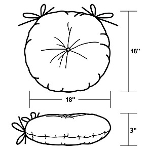 GUEGLSA Outdoor Tufted Round Cushions 15 inch, Waterproof Bistro Chair Cushions 15"x15"x3", Circular Seat Pads with Ties for Patio Garden, Set of 2, Red