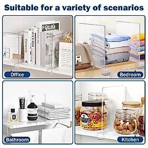 YOKAMIRA 6 PCS Shelf Dividers for Closet Organization,Durable Acrylic Clear Closet Shelf Divider for Shelves Shelf Organizer for Closet Shelf Organizer for Wood Closet Separator Clear