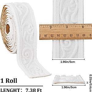 CRASPIRE 88 x 2 inch Crown Molding Peel and Stick 3D Flexible Foam Wall Trim White Self Adhesive Wallpaper Border Sticky Decorative Edging Baseboard Lines for Mirror Border Wall Hotel DIY Decor