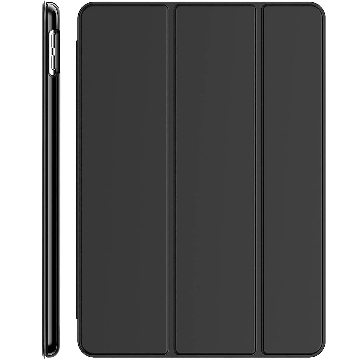 PWR UP iPad 10.2 inch Case (Works with iPad 9th Gen/8th Gen/ 7th Gen [2021/2020/2019]), Slim-line Hard Shell Protective Folio Case with Smart Wake/Sleep Cover and Stand Cover | Sleek Matte Black Color