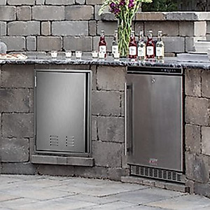 Outdoor Kitchen Doors 17 W X 24 H Inch BBQ Double Access Door, 304 Stainless Steel BBQ Grill Door for Outdoor Kitchen Grilling Station and BBQ Island ,Wall Construction Vertical Door