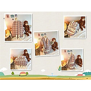 Aoakva Kawaii Plaid Backpack Purple Trendy Travel Bag with Free Cute Bear Pendant (Plaid purple), Regular