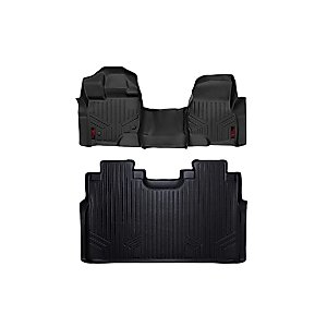 Rough Country All Weather Floor Mats Set for Ford F-150 SuperCrew-Cab (2015-2024) - Custom Fit Rubber F150 Floor Mats, Durable Rubber Truck Mats, Waterproof Truck Floor Mats