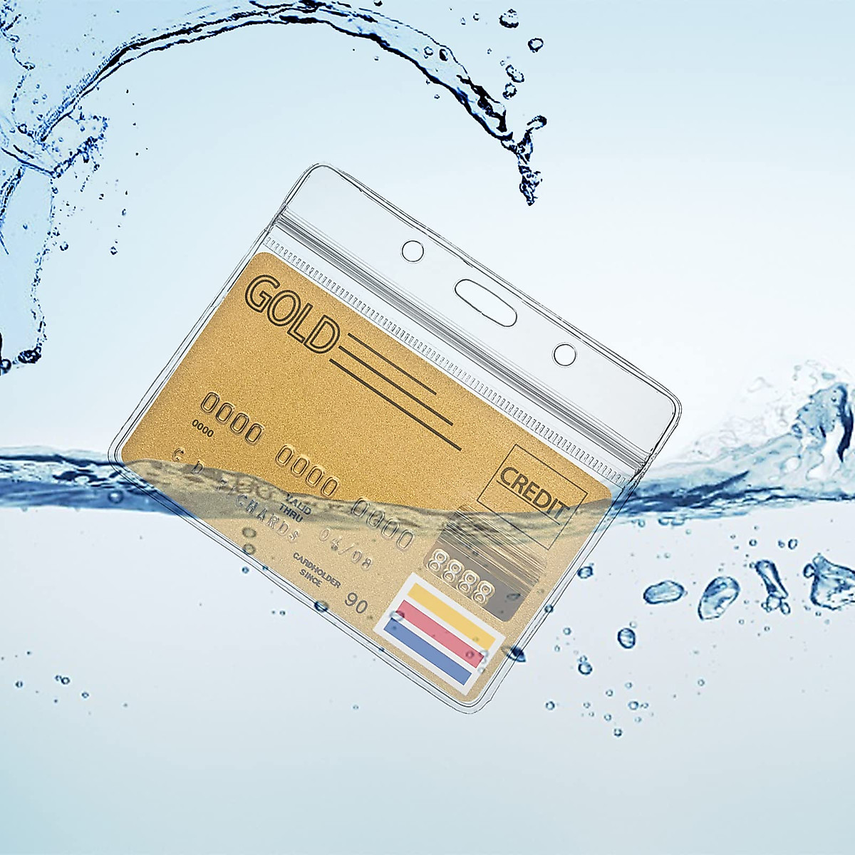 Lyellfe 100 Pieces Name Tag Holders with Clips, Clear ID Card Holder, Horizontal Badge Holder, Resealable Waterproof Card Holder for Badge Swipe Card, Credit Card, Drive License, 3.7 x 2.5