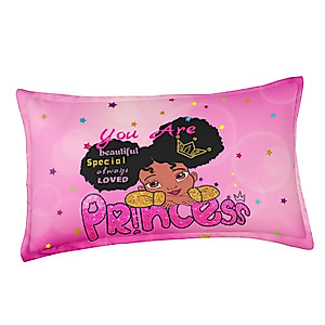 SIRDO Kids Twin Bedding Set for Girls, Princess Comforter Set Twin, Black Girl Bed Set, Pink Teens Kids Daybed Quilt Set with 1 Comforter and 2 Pillow Cases