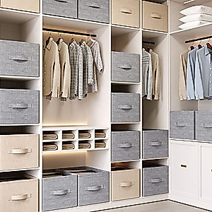 BOMKEE Collapsible Sorage Bins, Storage Cubes Baskets Collapsible Fabric Storage Boxes with Handles for Home and Office (Set of 4, 15.4 x 11.4 x 7.91inch)