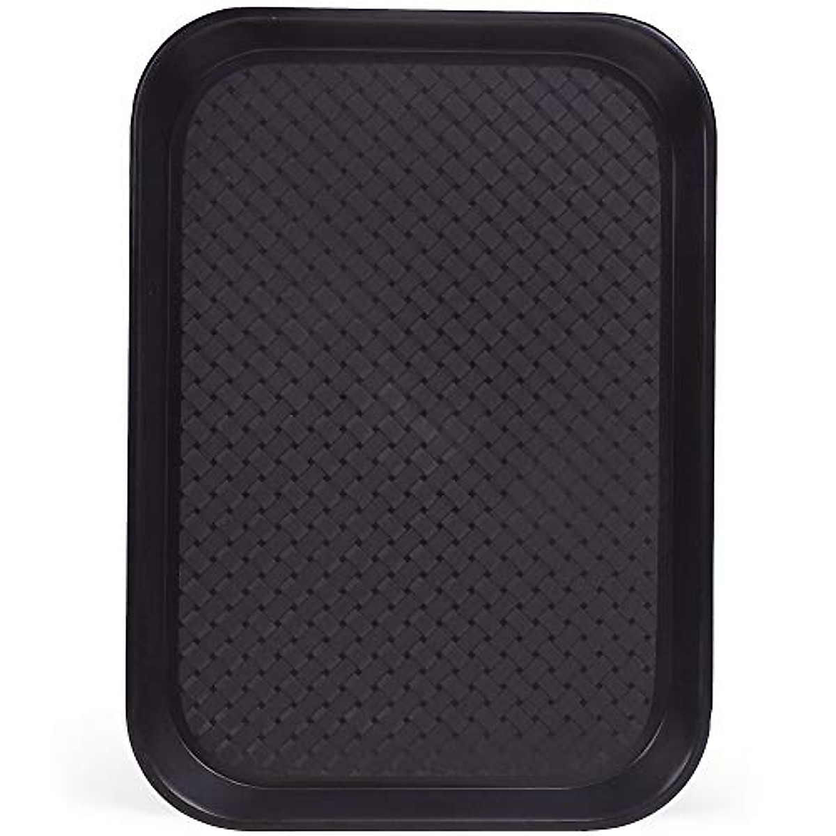 Fast Food Cafeteria Tray | 10 x 14 Rectangular Textured Plastic Food Serving TV Tray | School Lunch, Diner, & Commercial Kitchen Restaurant Equipment (Black)