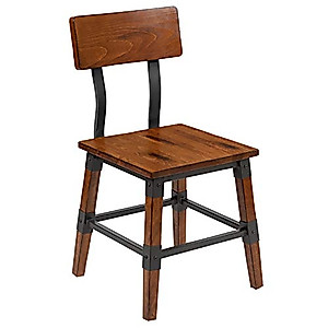 Flash Furniture Jackson 4 Pack Rustic Antique Walnut Industrial Wood Dining Chair