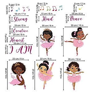 decalmile Black Girl Ballerina Wall Decals Ballet Dancing Girl Wall Stickers Baby Nursery Girls Bedroom Living Room Wall Decor