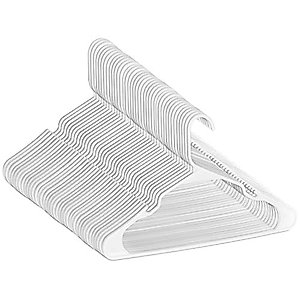 Zoyer Plastic Hangers (50 Pack, White)- Durable Clothes Hangers- Space Saving Shirt Hangers- Slim Coat Hangers- Suit Hangers