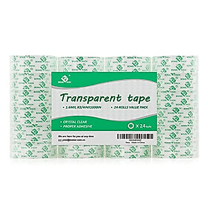Crystal Clear Transparent Tape Refills Rolls for Dispenser, 24 Rolls Value Pack, 3/4 in x 1000 in,1 inch Core, Gift Wrapping Tape for Office, School and Home, BOMEI PACK