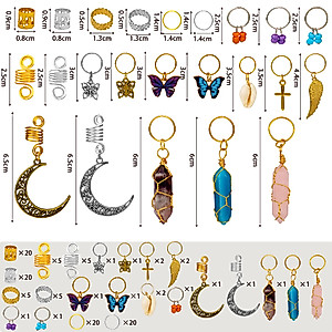 Loc Jewelry for Dreadlocks - Handmade Wire Wrapped Natural Crystal Adornment - Butterfly Hair Rings, Hair Charms, Coil Cuffs for Women, Girls, Men