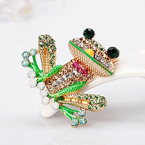 Comelyjewel Frog Brooch Pins for Women Men, Enamel Rhinestone Colorful