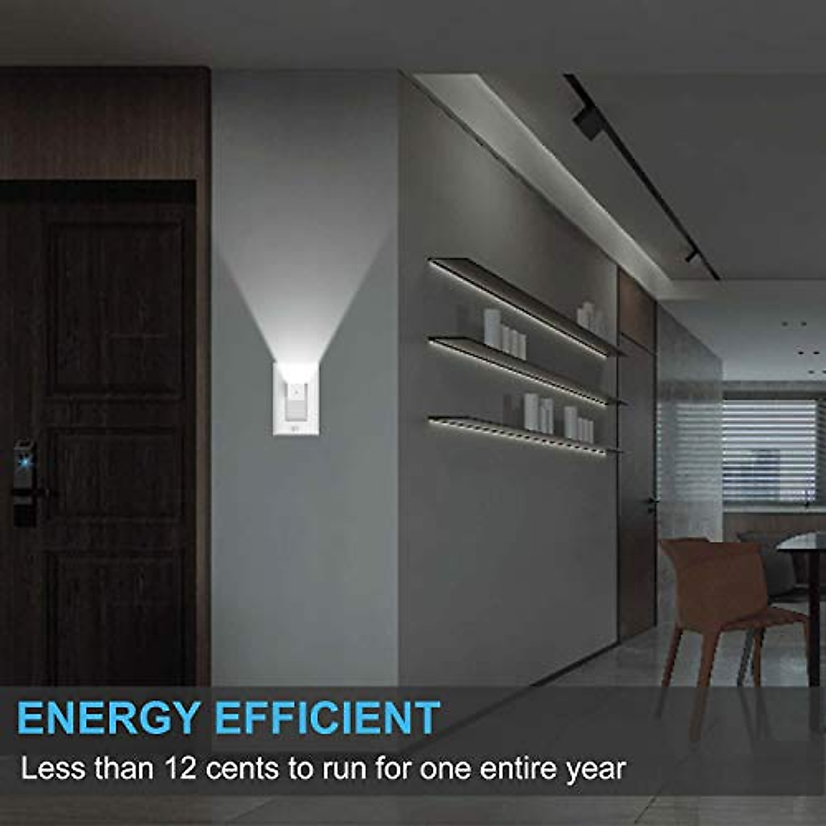 4 Pack Illuminated Light Switch, Decora Paddle Rocker Light Switch with LED Night Light, Automatic On/Off Sensor, Single Pole, 15Amp 120/277Volt, White