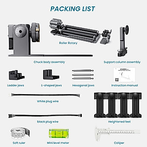 ATOMSTACK MAKER R1 PRO Chuck and Rotary Roller for Laser Engraver, 4-in-1 Laser Roller Rotary, 180° Adjustable Chuck with 3 Jaws for Engraving Rings, Irregular Items, Spherical & Cylindrical Objects