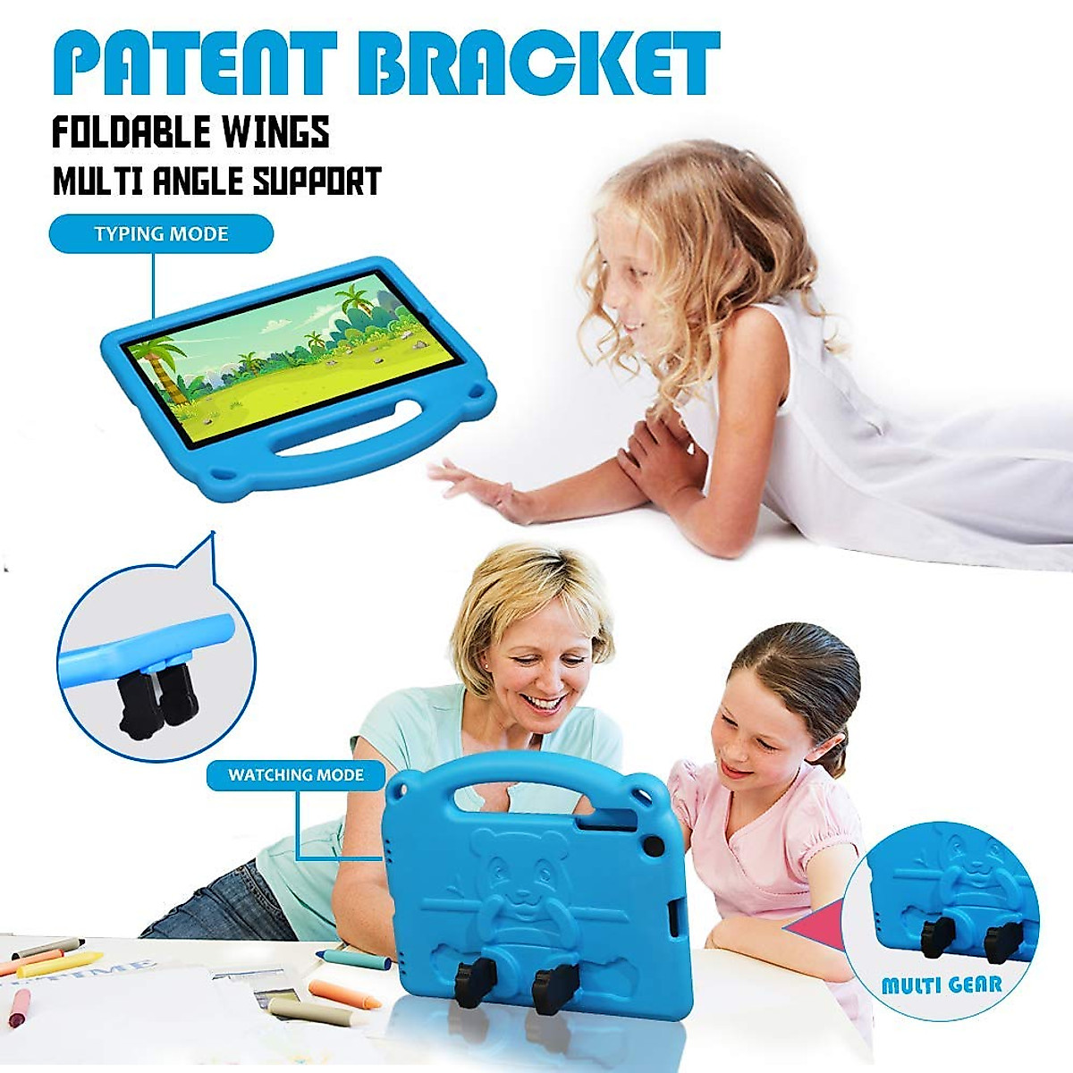 FIREVASE Tablet Case for Samsung Galaxy Tab A 10.1 Inch (2019), ONLY FIT SM-T510/SM-T515, EVA Shock Proof Light Weight Professional Kids Case, with Handle Built-in Bracket & Shoulder Strap (Blue)