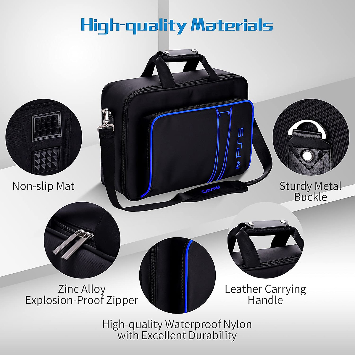 G-STORY Case Storage Bag, Carrying Case Compatible with PS5 Disc and Digital Edition, Travel Bag for Controller, Included Silicone Cover Skin Protector
