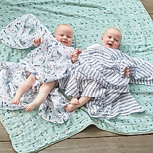 aden + anais Essentials Swaddle Blanket, Muslin Blankets for Girls & Boys, Baby Receiving Swaddles, Newborn Gifts, Infant Shower Items, Wearable Swaddling Set, 4 Pk, Dinotime