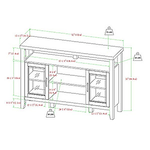 Walker Edison Tall Wood Universal TV Stand with Open Storage For TV's up to 58" Flat Screen Living Room Storage Entertainment Center, 52 Inch, Grey