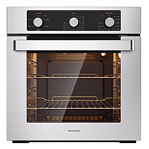 24" Single Wall Oven, ETL Certified, ThermoMate 2.79 Cu. Ft. Built-in Electric Oven with 5 Cooking Functions, Electric Wall Ovens with Stainless Steel Finish, Mechanical Knobs Control