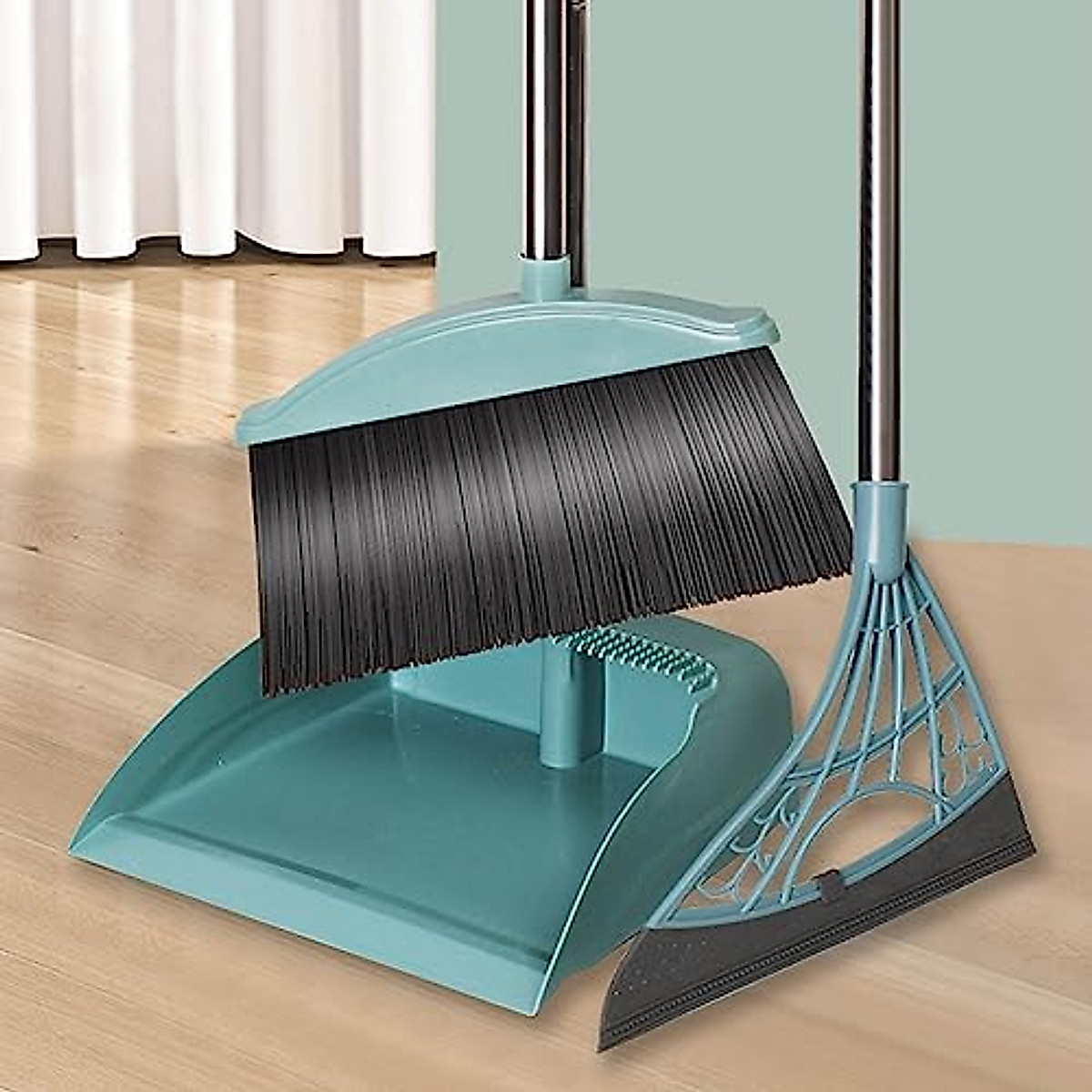 Brooms with Dustpan Combo Set, Lightweight Multifunction Long Handle Brooms and Dustpan Easy to Use, Portable Brooms and Dustpan for Office Home Hotel and Kitchen Floor