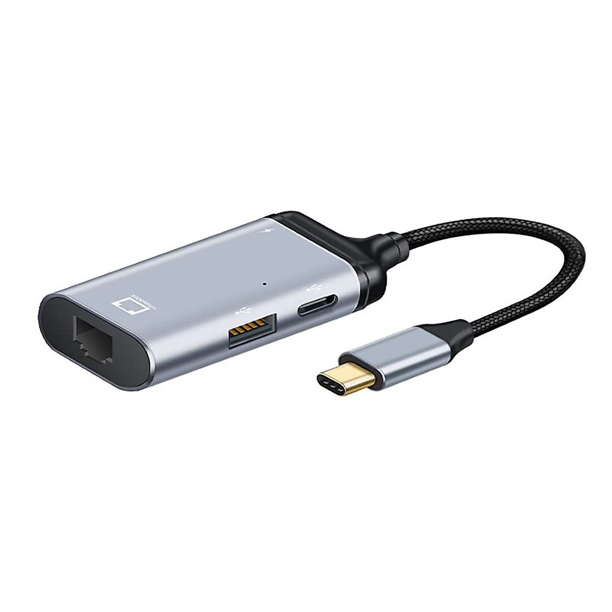 chenyang USB C HUB,USB C to RJ45/USB A/C Data/PD 65W Fast Charging 4 in 1 Multiport Adapter Support Network/Data/Charging Working at The Same time