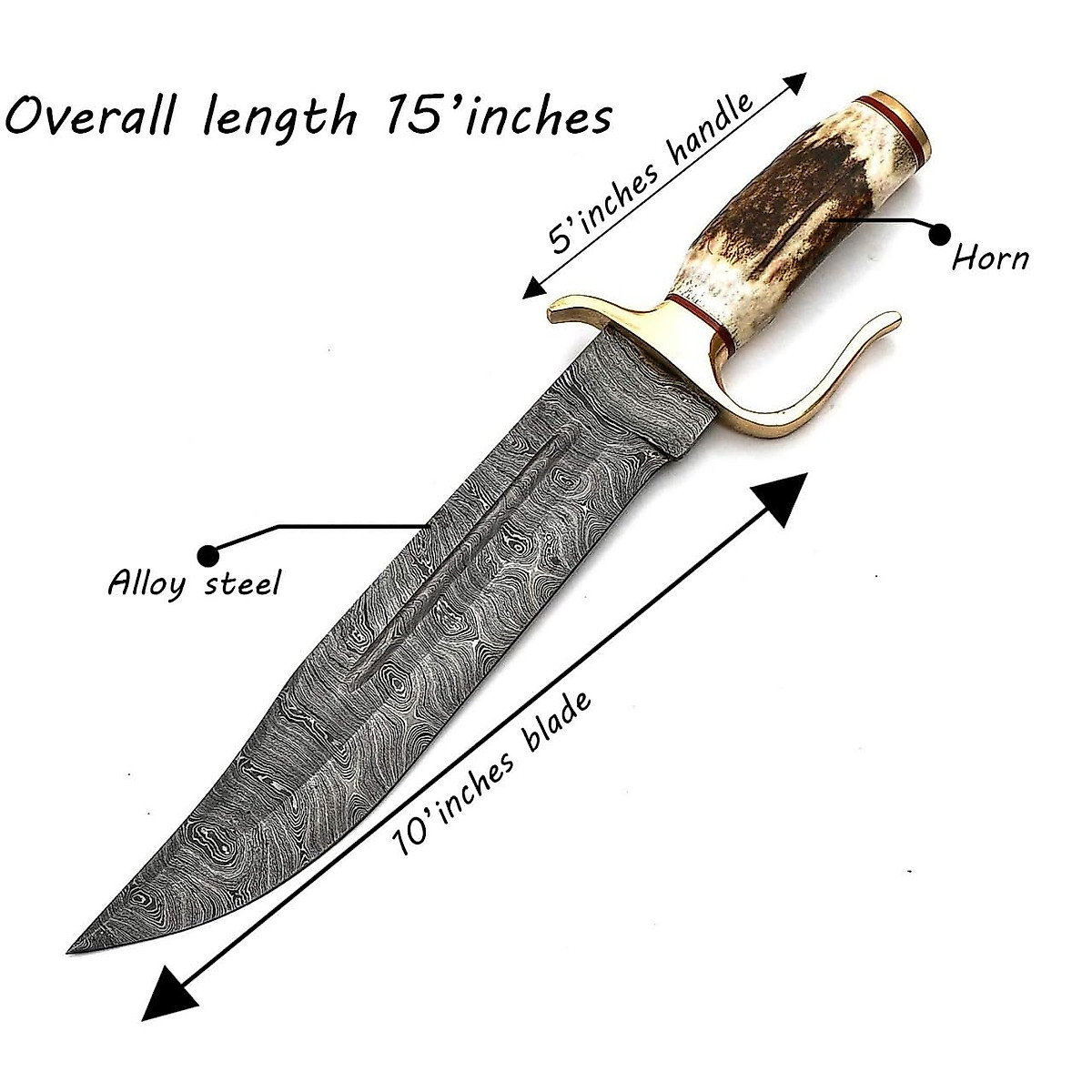 PAL 2000 KNIVES HUN-9192 Handmade Damascus Steel 15 Inches Hunting Knife With Sheath