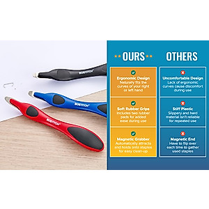 Bostitch Office Bostitch Professional Magnetic Easy Staple Remover Tool, 3 Pack, Black Blue and Red Colors Included, Staple Puller Stick for Office Home & School.