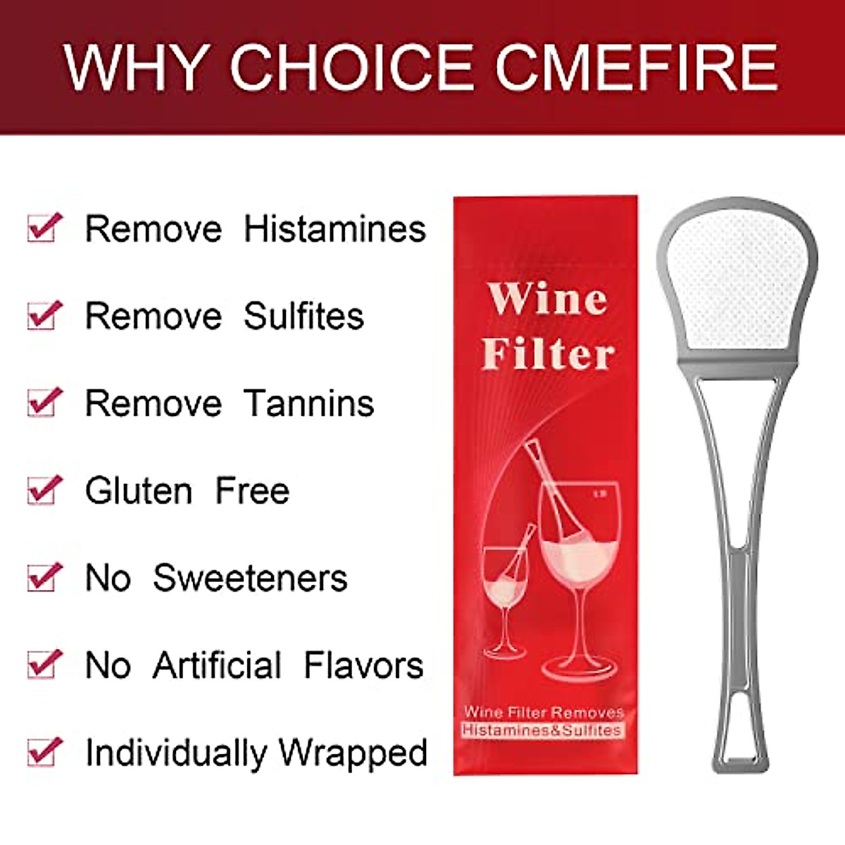 Wine Filter,Removes Histamine and Sulfites,Stop it Wine Allergies,Purifies Wine without Compromising Taste and Purity-The Most Special Gift for Mother's Day(Pack of 8)