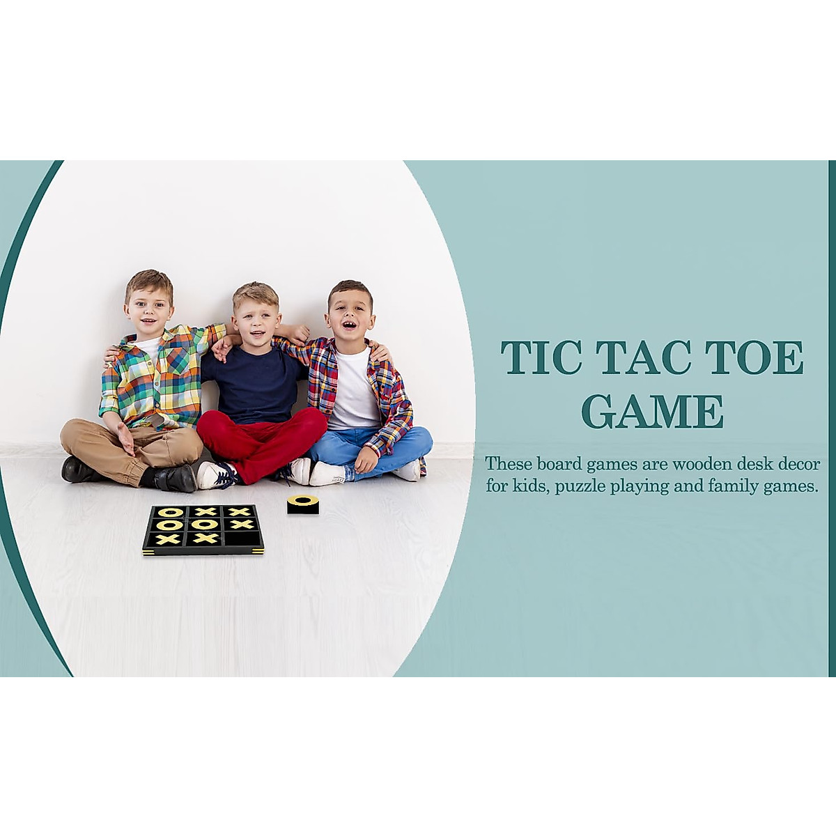 10" Large Elegant Premium Black Tic Tac Toe Board Game | Wooden Puzzle Game | Coffee Table Wooden Decor & Games | Lightweight Gold Plated Pieces