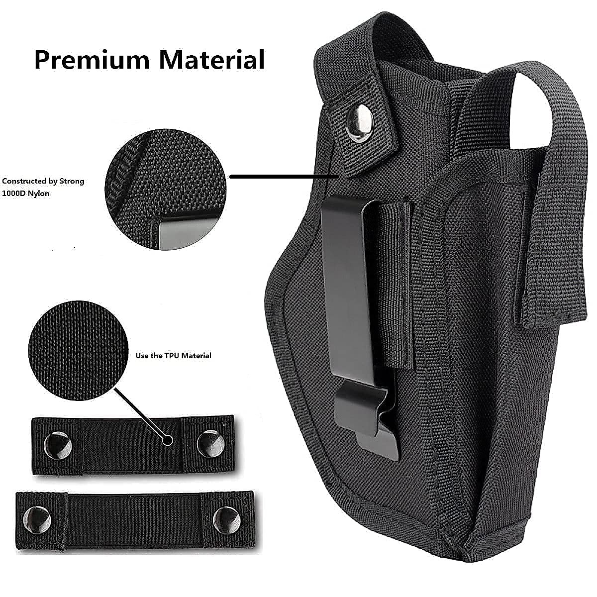 Vacod Universal Gun Holster with Mag Pouch for Concealed Carry Inside or Outside The Waistband Pistols Holsters for Right and Left Hand Draw Holster for Men/Women Black